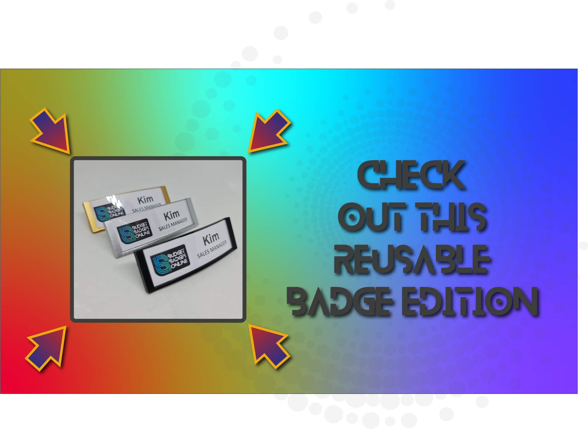 Reusable Badge - Curved badge with full Insert and clear protective ...