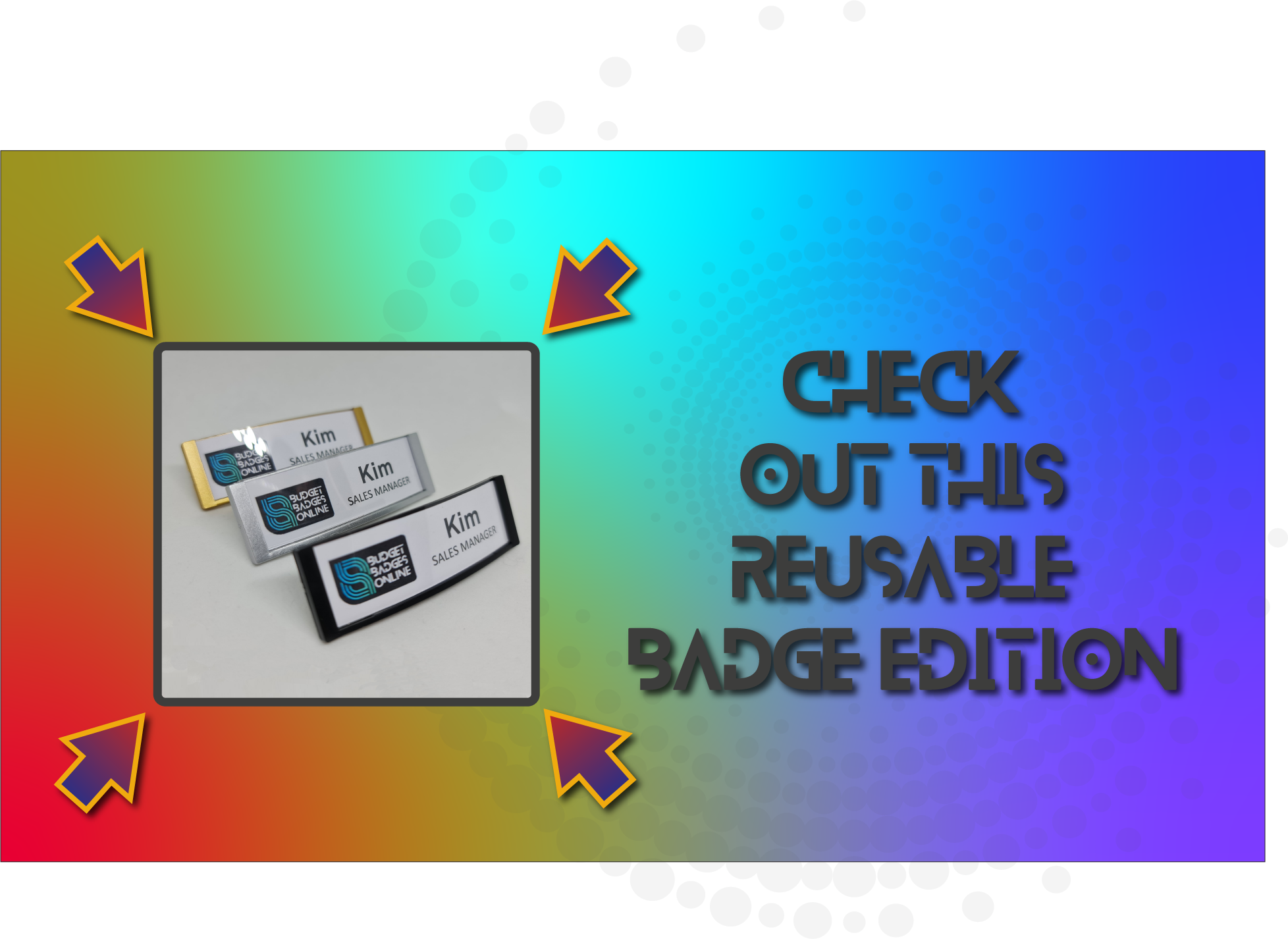 Reusable Badge - Curved badge with full Insert and clear protective ...
