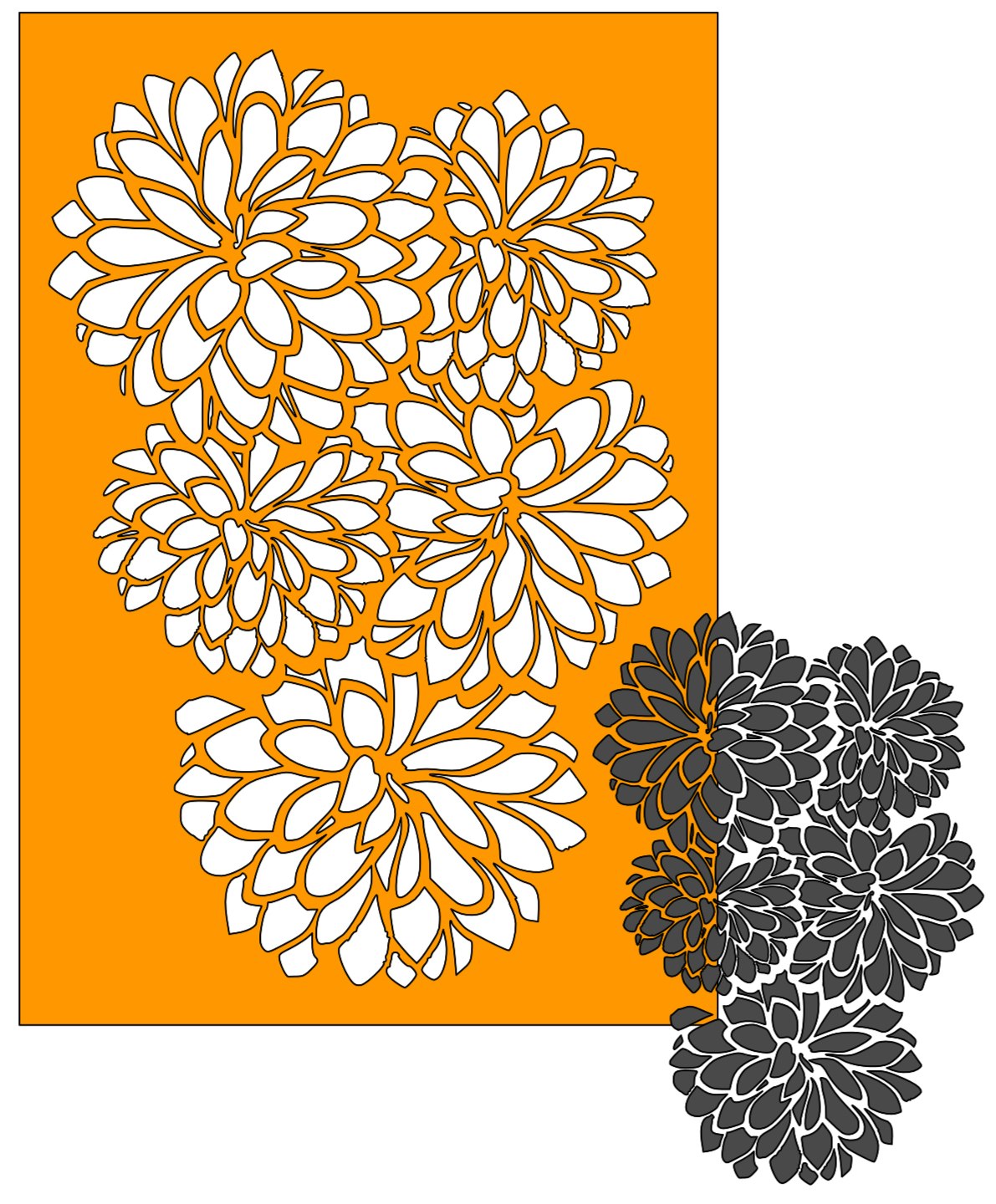 Chrysanthemum Bunch Stencil - Belle Stencils