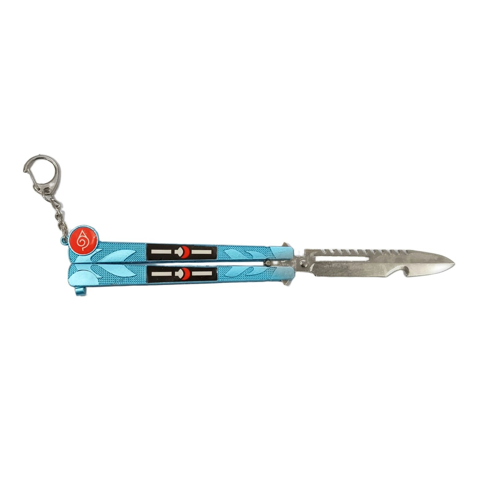 Naruto Anime Uchiha Clan Sky Blue Balisong Butterfly Knife Keychain ...