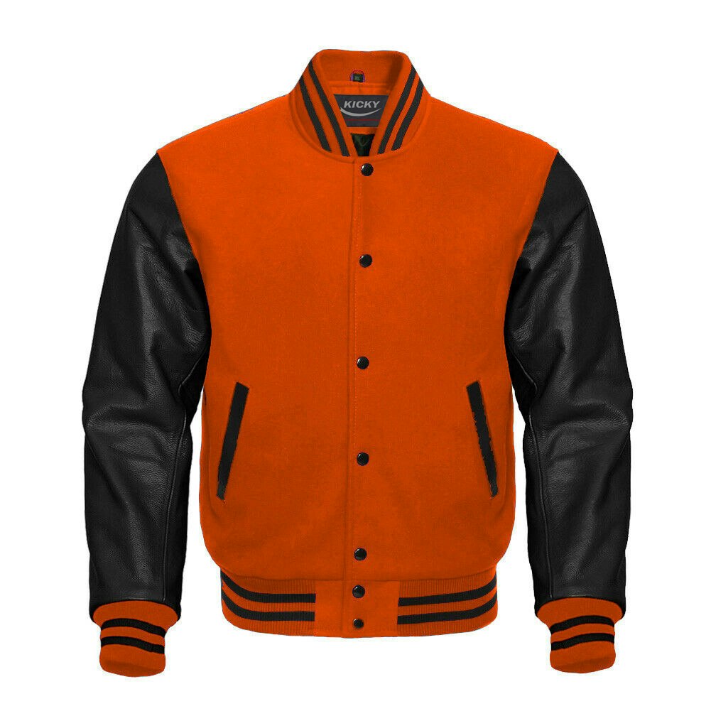 Varsity Letterman Baseball Bomber Jacket, 100% Melton Wool Body ...