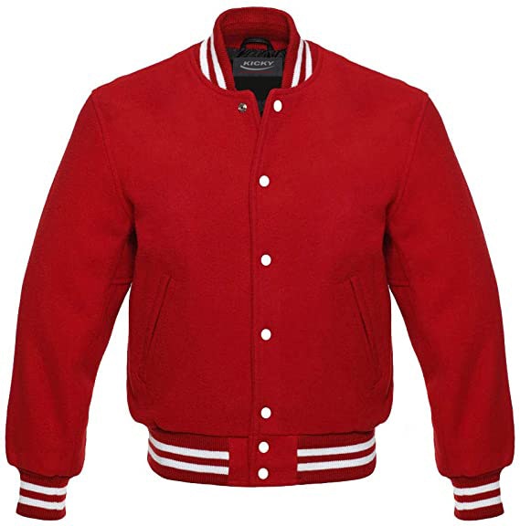 Varsity Letterman Baseball Bomber Jacket, Melton Wool Body and Sleeves ...