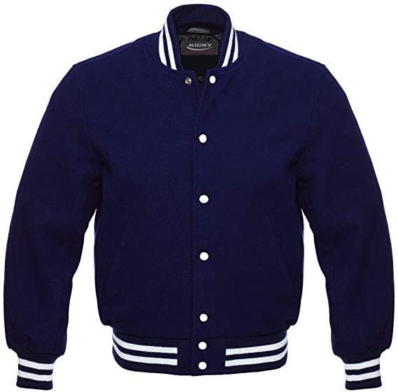 Varsity Letterman Baseball Bomber Jacket, Melton Wool Body and Sleeves ...