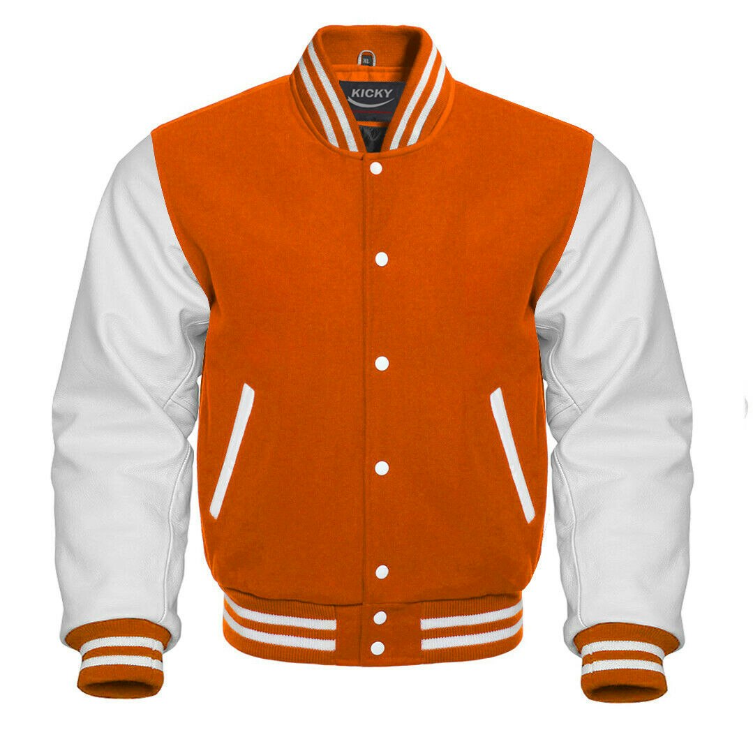 Varsity Letterman Baseball Bomber Jacket, 100% Melton Wool Body ...