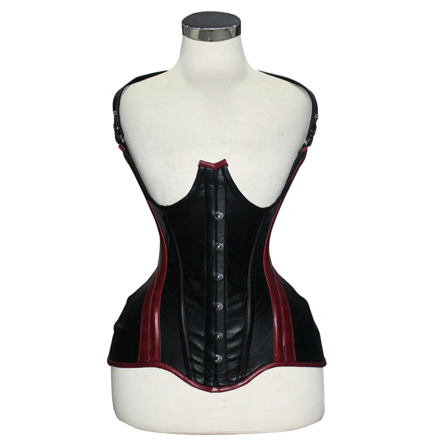 Overbust Steel Boned Original Leather Corset, Long Torso Design, Heavy ...