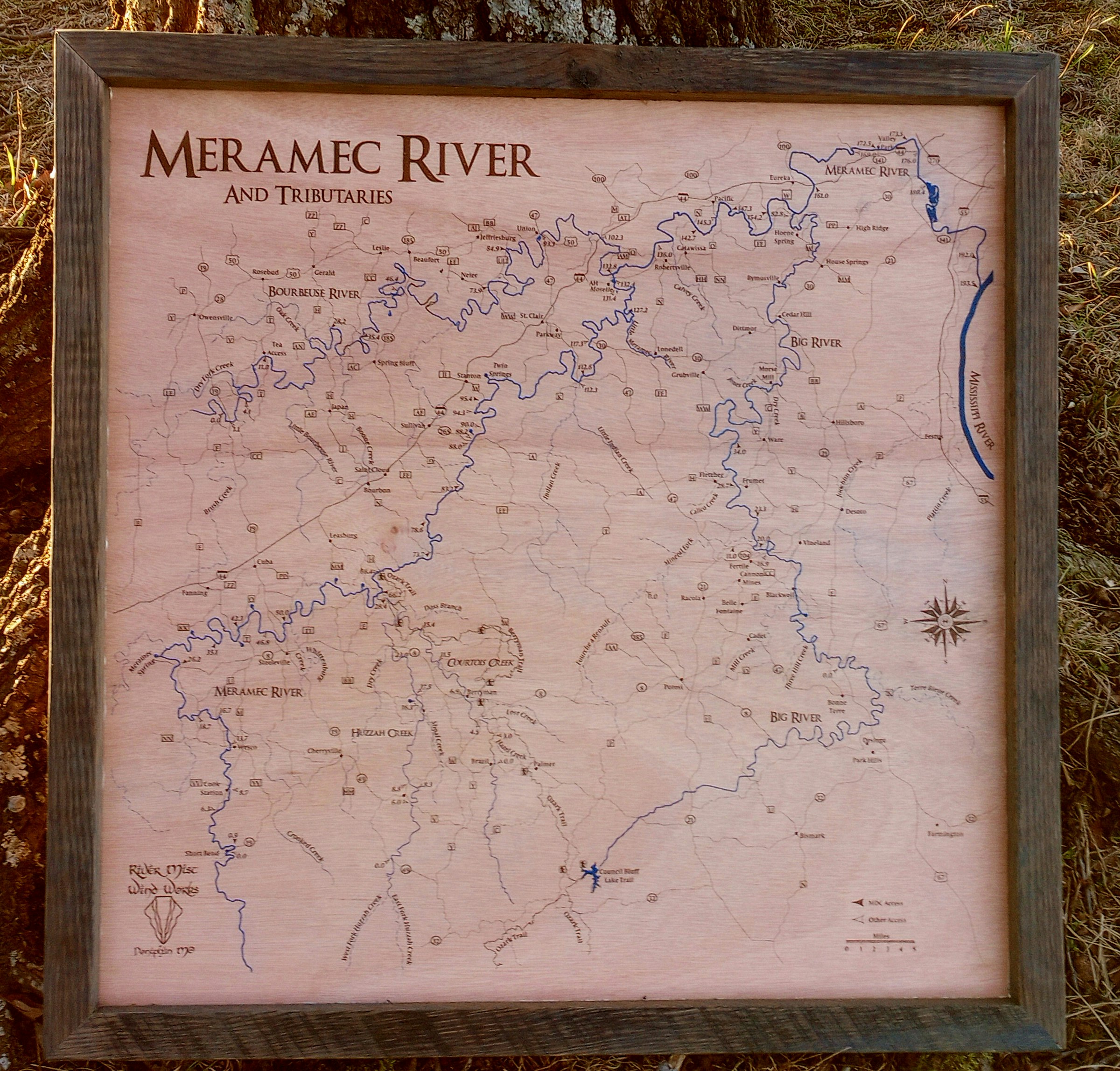 Meramec River Map 26 x 26 - River Mist Wind Works
