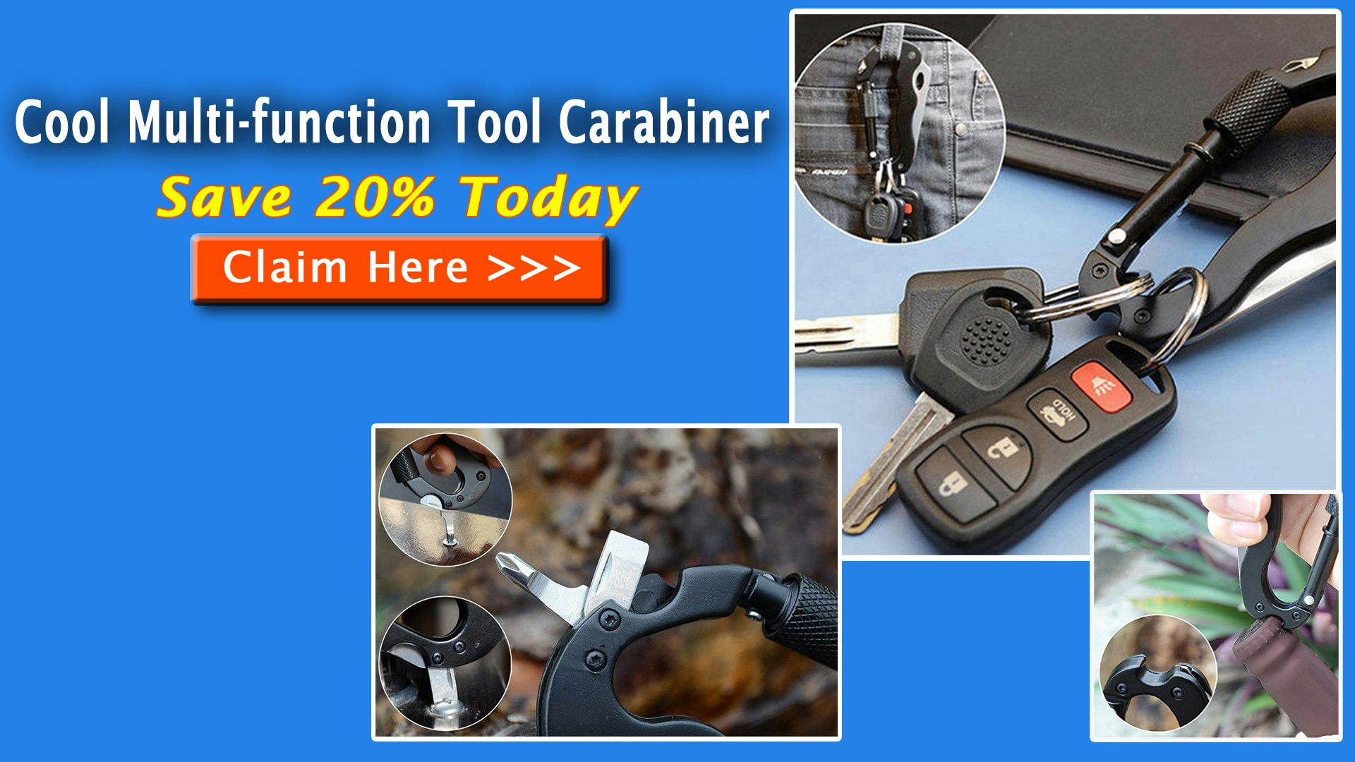 Folding Knife Multifunctional Carabiner Tool/Key Ring - Survival Prep ...